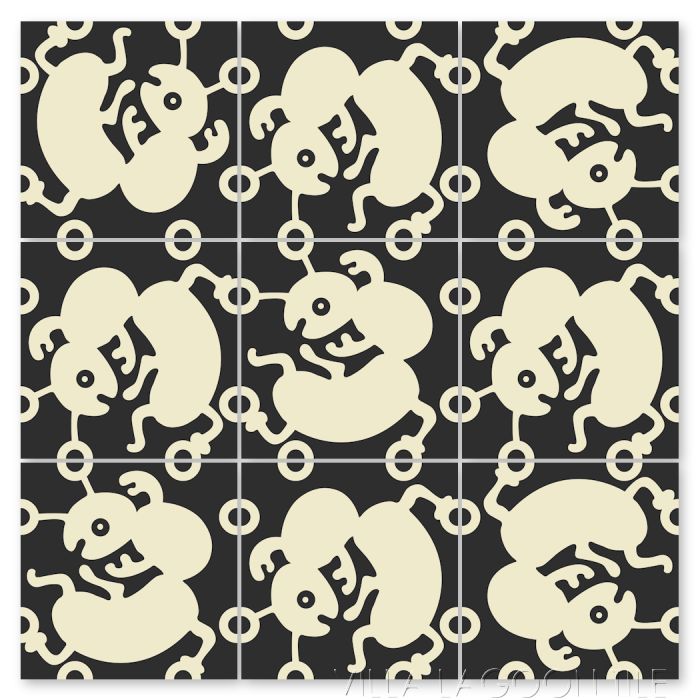 "Ants" Whimsical Wildlife Cement Tile by Jeff Shelton | Villa Lagoon Tile
